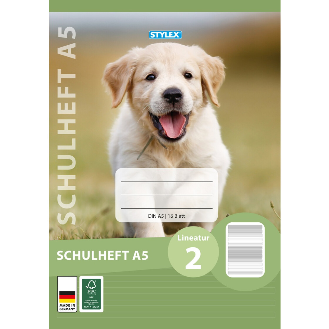 Stylex 29702 Schulheft, Lineatur 2, DIN A5, 16 Blatt, 0,49