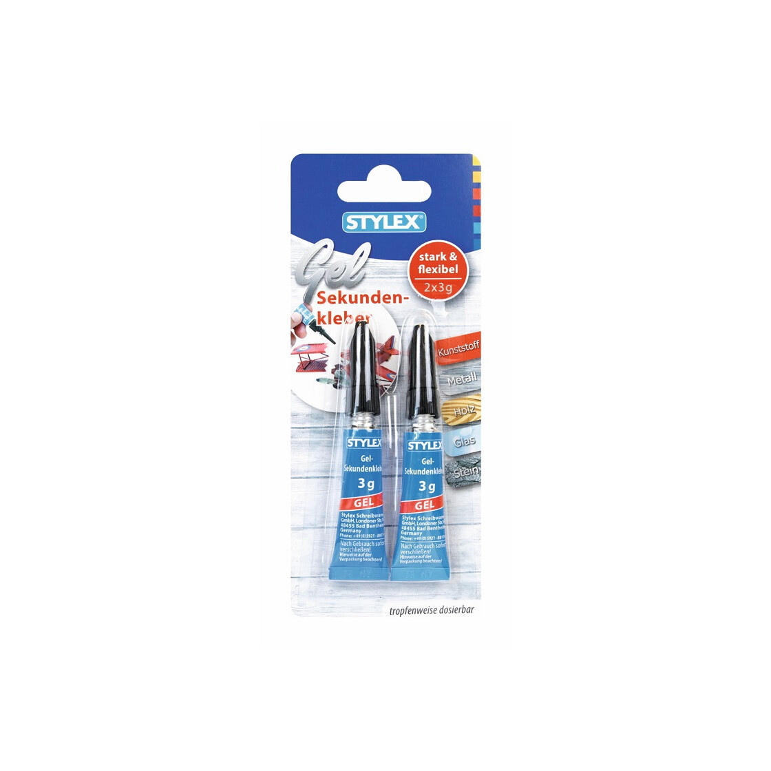 Stylex Sekundenkleber Gel, 2 Tuben á 3 g Kleber, 1,99