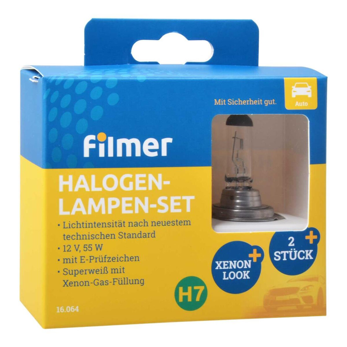 Halogenlampen Set H7 55 Watt mit Xenon Gasfüllung Autolampen Filmer 1 ...