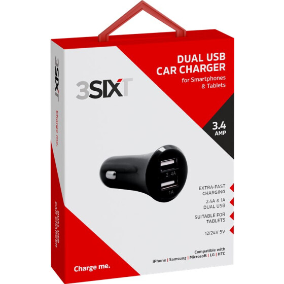 3SIXT Duales USB-KFZ-Ladegerät lädt zwei Geräte über USB-A mit max. 3 ...